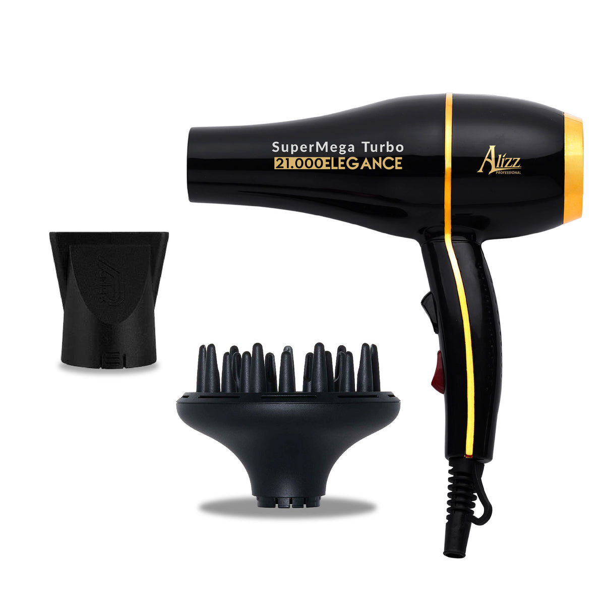 NUEVO SECADOR SUPER MEGA TURBO 21.000 CON DIFUSOR ELEGANCE GOLD – Alizz